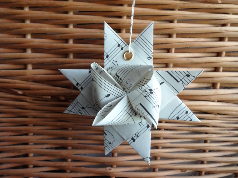 Large Folded Moravian Star Sheet Music Origami Paper Craft | Etsy