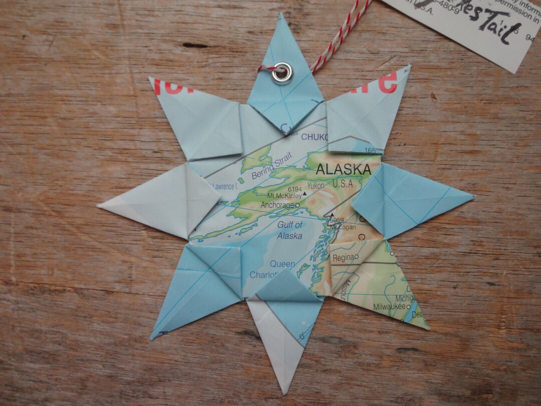 Alaska Origami Map Ornament, Keepsake, Home Decor, Wall Art, Road Map ...