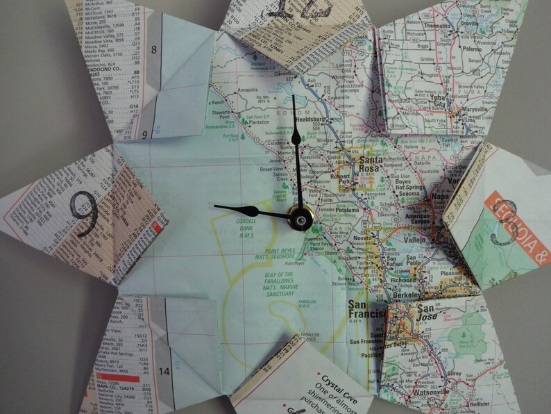 Origami Map Paper Wall Clock: Any City 1st Anniversary - Etsy