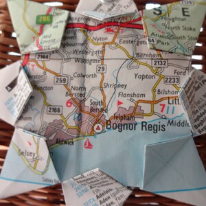 Bogner Regis, England Origami Map Ornament, Home Decor, Road Map ...