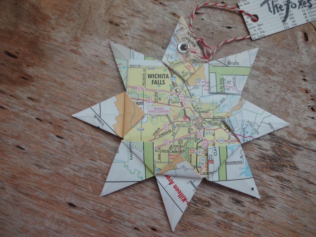 Wichita Falls, Tx Origami Map Ornament, Home Decor, Wall Art, Road Map ...