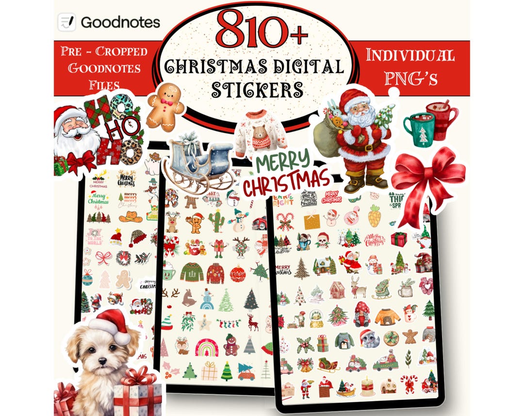 810+ Christmas Digital Stickers, Holiday Digital Stickers, Xmas ...