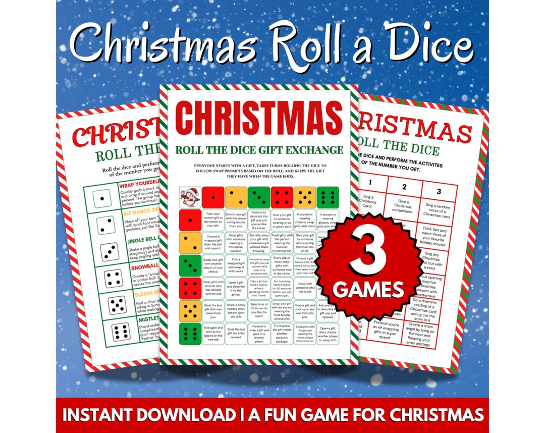 Christmas Roll A Dice Game, Christmas Gift Exchange Game, Christmas ...