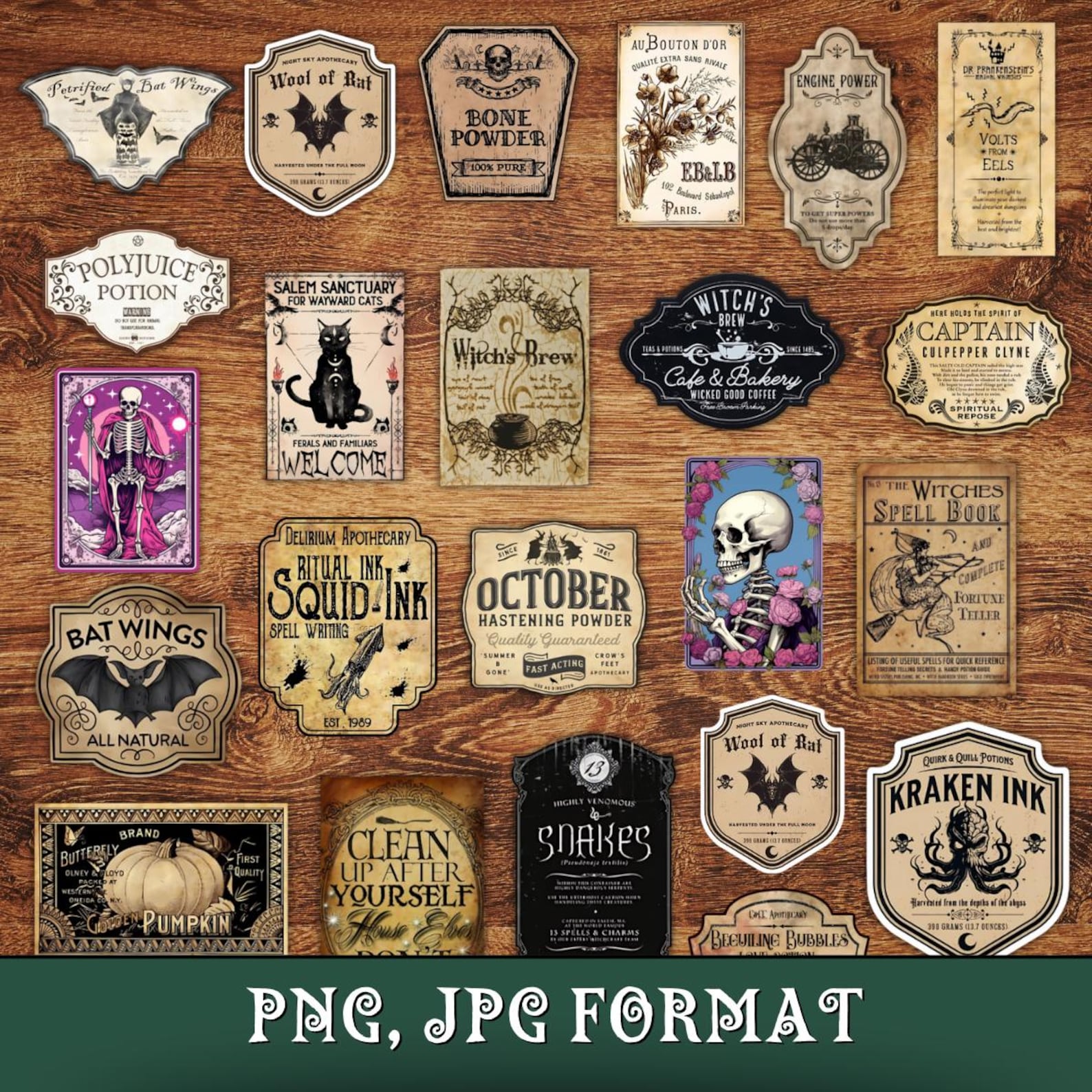 175+ Halloween Potion Labels, Printable Potion Labels, Vintage Wizard ...