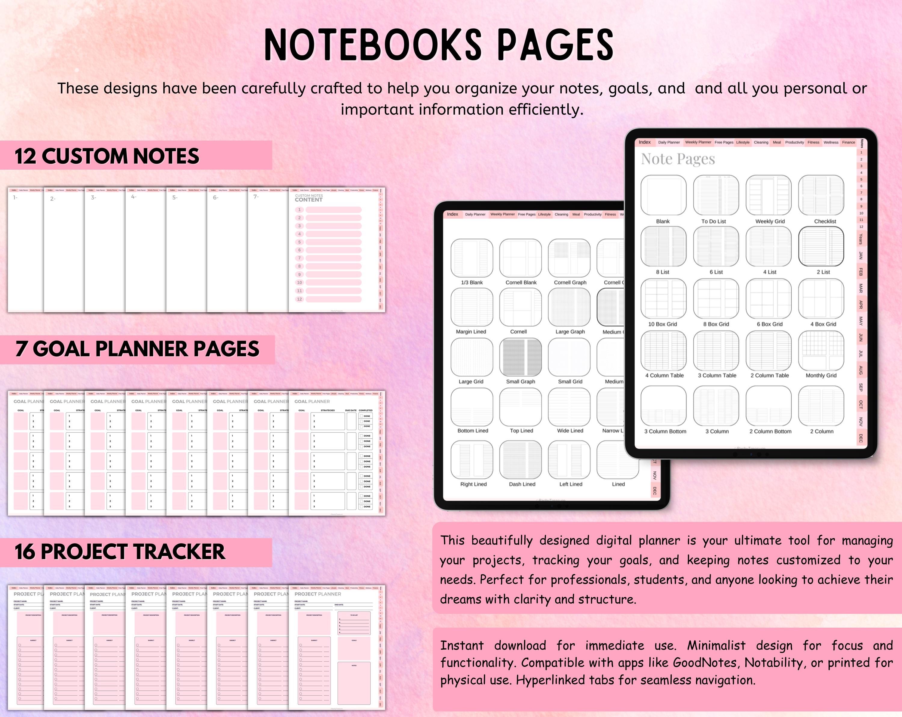 New All-in-one Digital Planner 2026 2027 2028, Hyperlink Digital ...