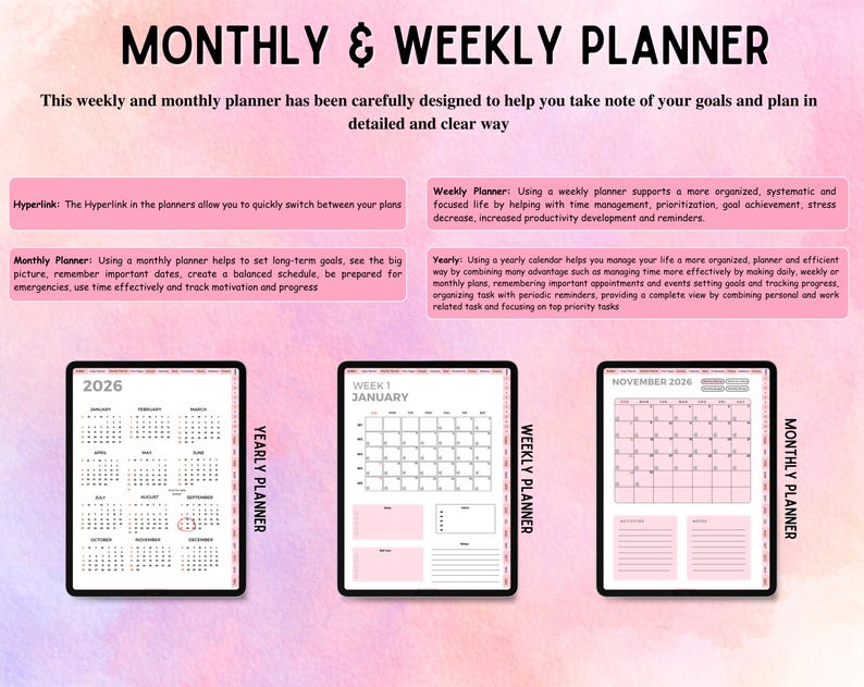 New All-in-one Digital Planner 2026 2027 2028, Hyperlink Digital ...