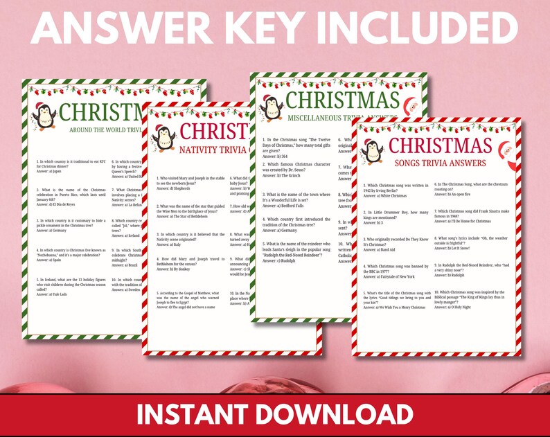 Christmas Trivia Game, Christmas Party Game, Christmas Family Games ...