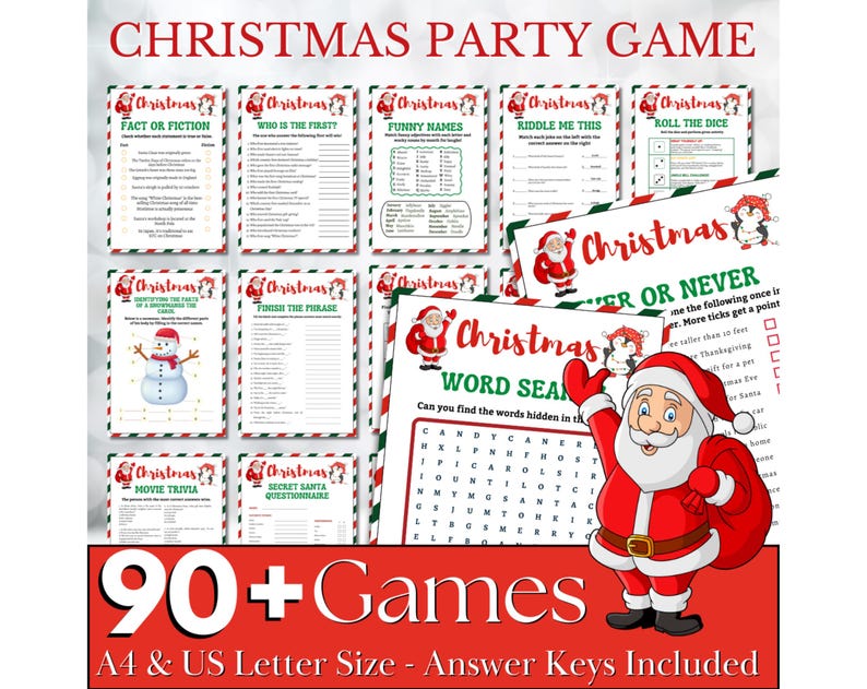 90+ Christmas Party Games Bundle, Christmas Family Games, Christmas ...
