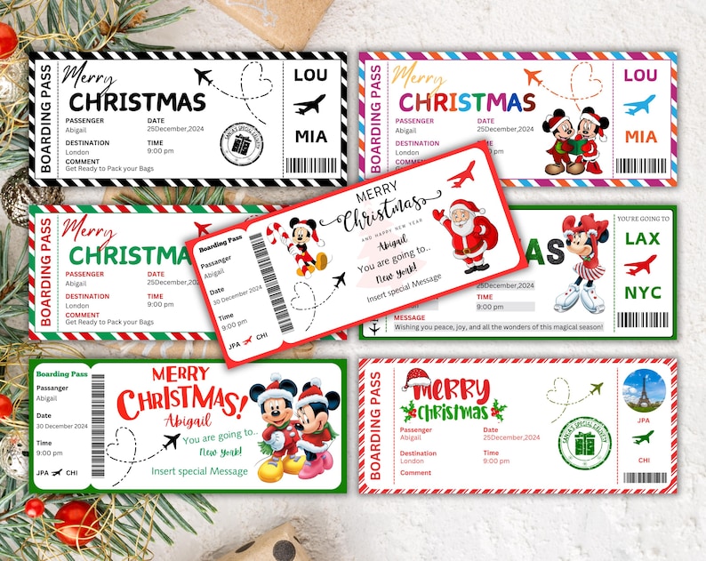 Christmas Boarding Pass Template, Editable Boarding Pass, Surprise ...