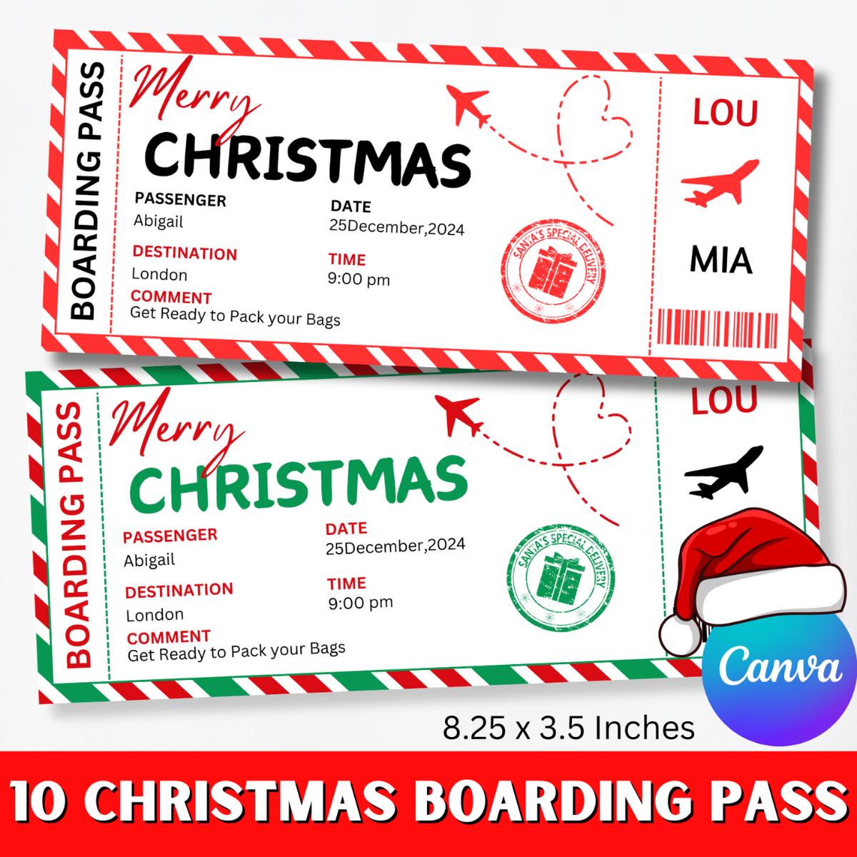 Christmas Boarding Pass Template, Editable Boarding Pass, Surprise ...