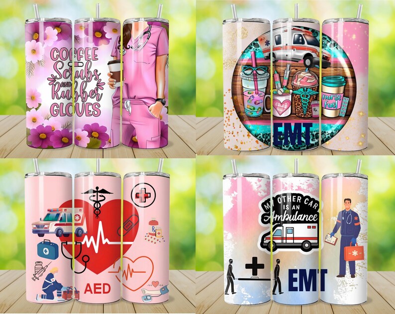 65 + EMT Tumbler Wrap Bundle, Paramedic Life Tumbler, Emergency Medical ...