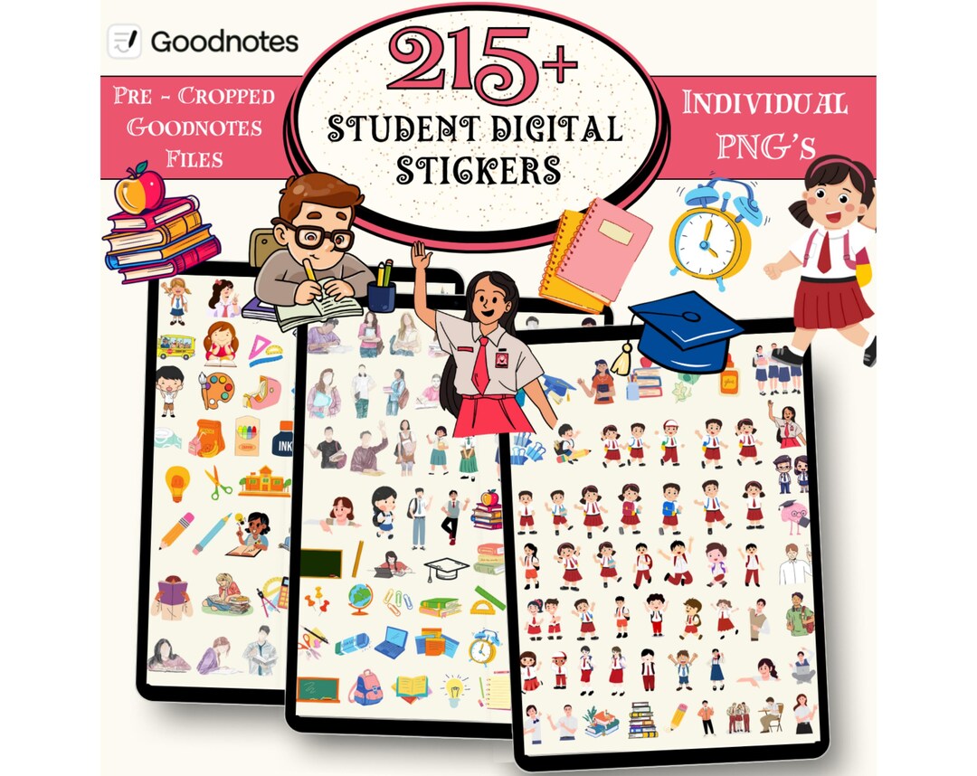 215 + Student Digital Sticker Pack, Study Sticker, School Stickers ...