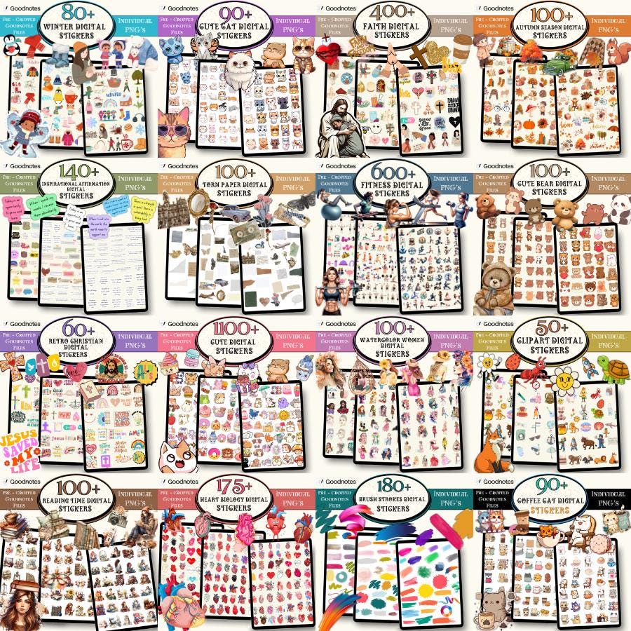 80,000 Mega Digital Stickers Bundle, Everyday Digital Stickers ...