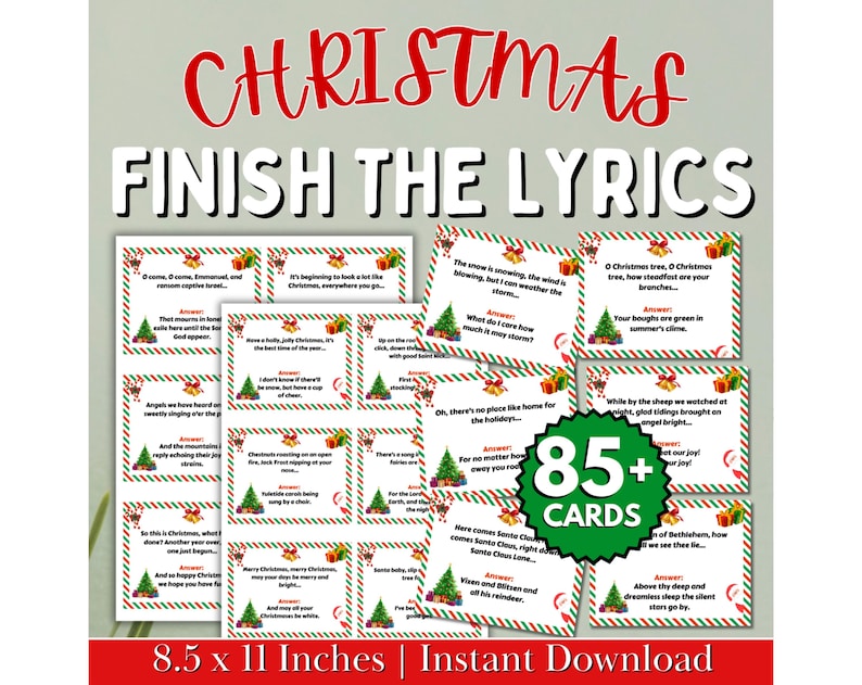 Christmas Finish the Lyrics, Christmas Song Trivia Game, Finish the ...