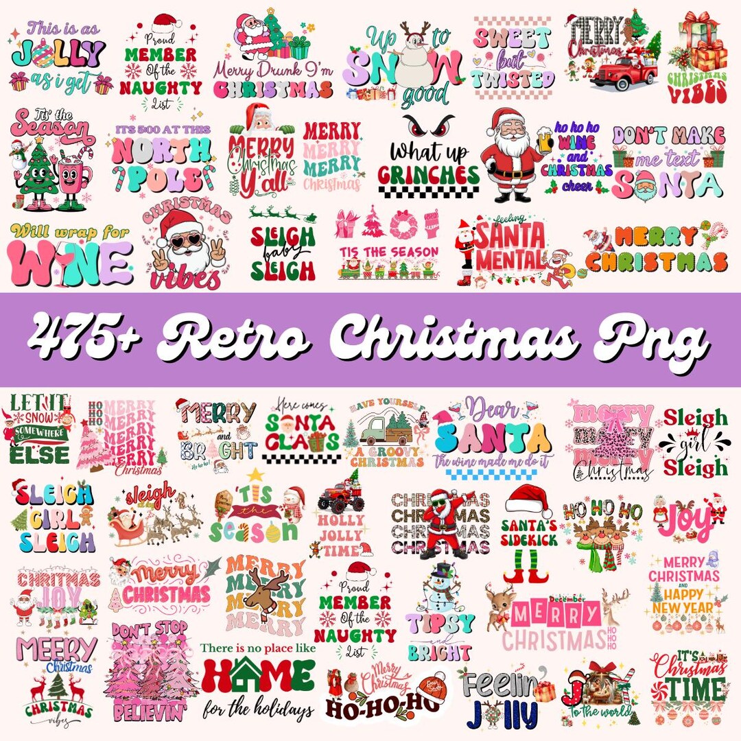 475 + Retro Christmas Png Bundle, Santa Claus Png, Christmas Png ...
