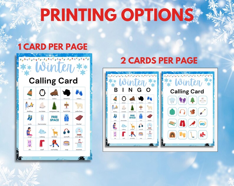 55 + Winter Bingo Game, Winter Bingo Cards, Winter Holiday Classroom ...