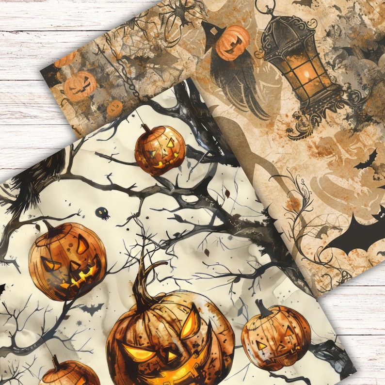 220 + Halloween Digital Paper Bundle, Printable Halloween Papers ...