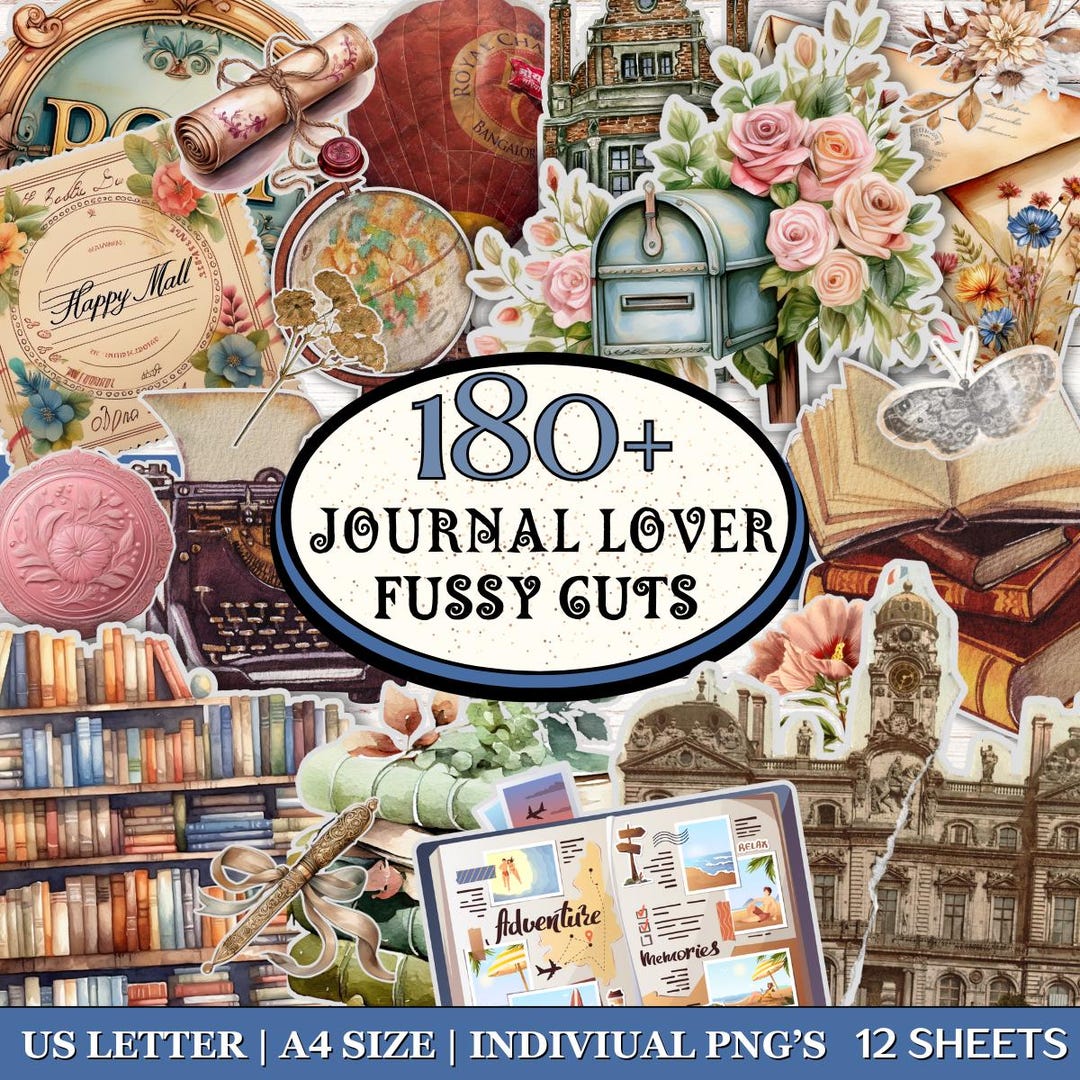 180+ Journal Lover Fussy Cuts Pack, Happy Mail, Books, Home, Office ...