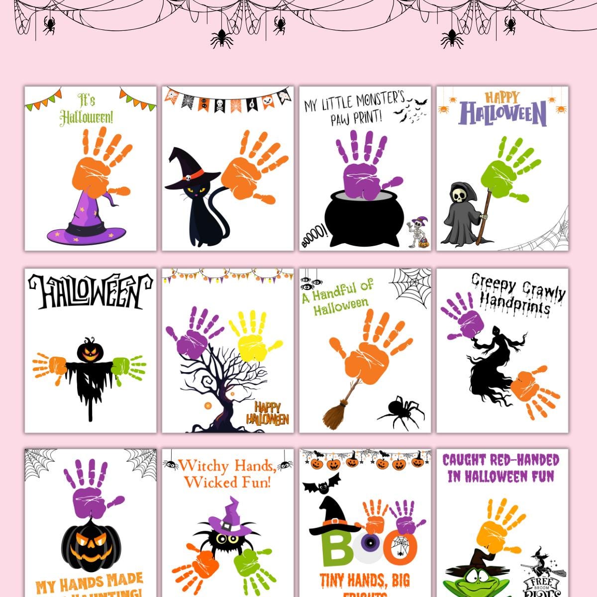 30+ Halloween Handprint Crafts Bundle, Finger Print Craft Keepsake ...