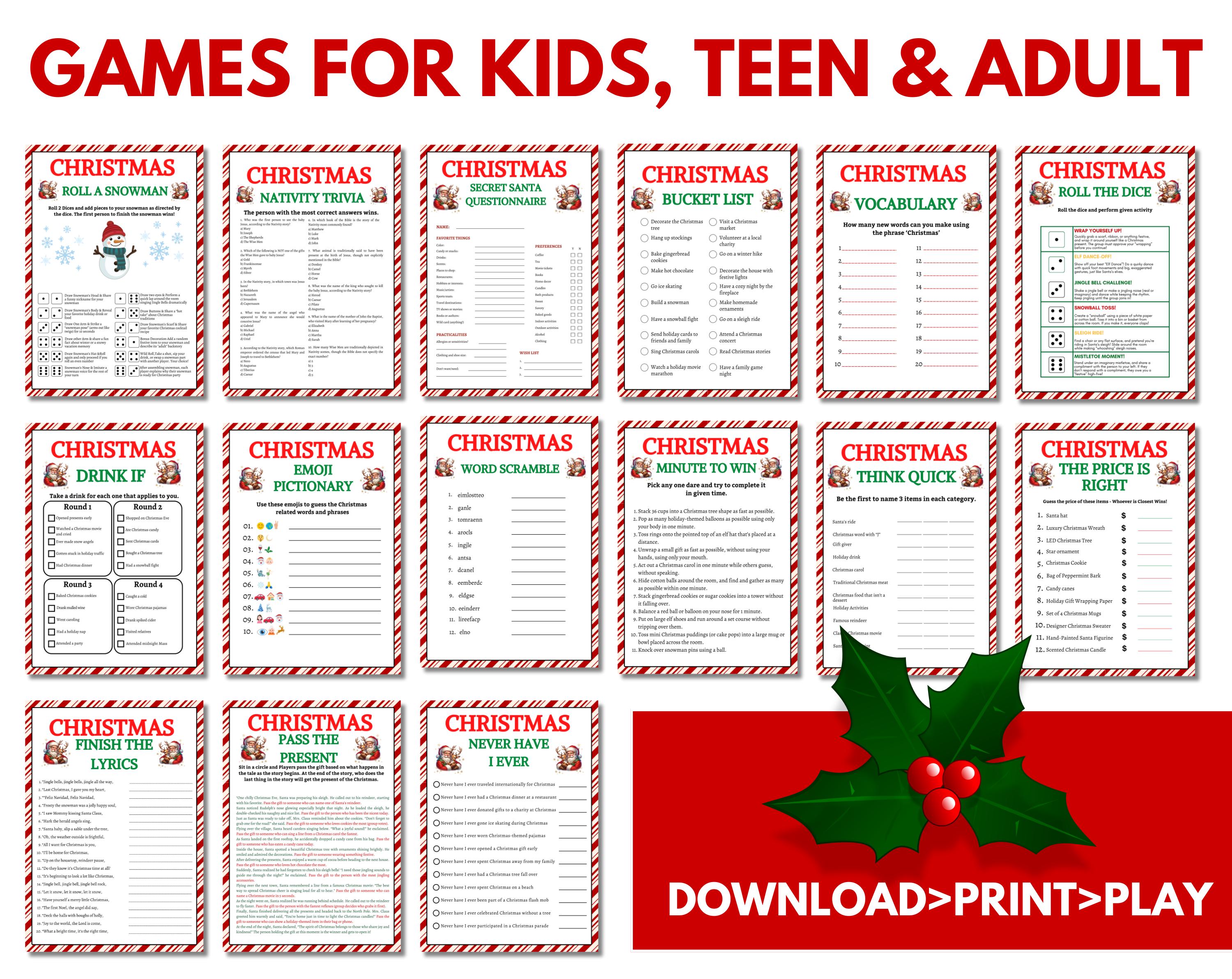 Mega Christmas Party Games Bundle, Christmas Family Games, Christmas ...