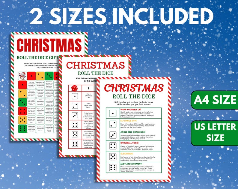 Christmas Roll A Dice Game, Christmas Gift Exchange Game, Christmas ...