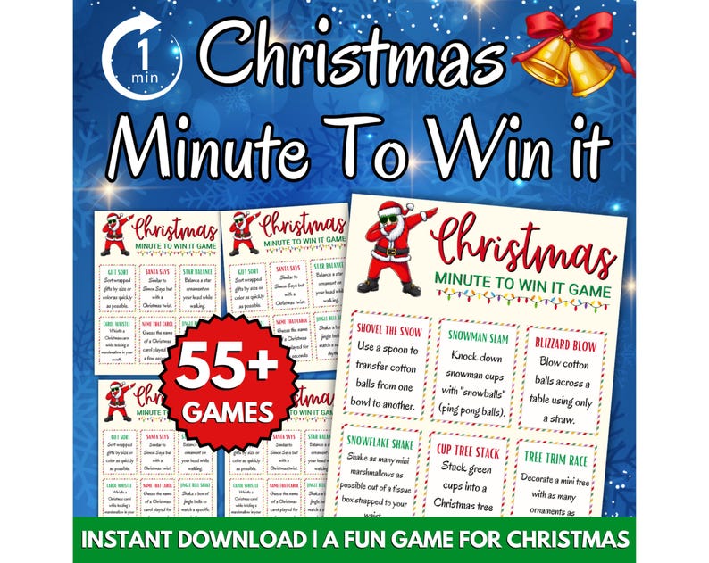 55 + Christmas Minute to Win It Game, Christmas Party Game, Christmas ...