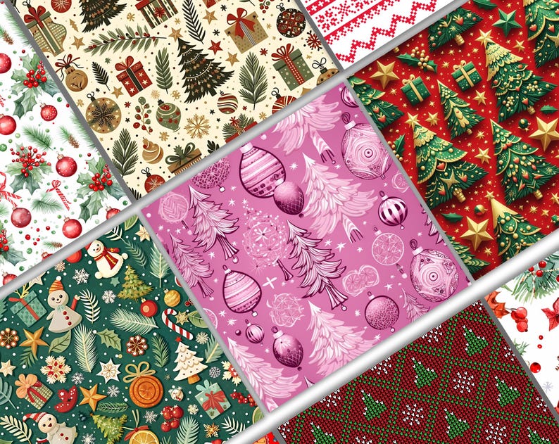 720 + Christmas Digital Paper Pack, Festive Paper, Christmas Background ...