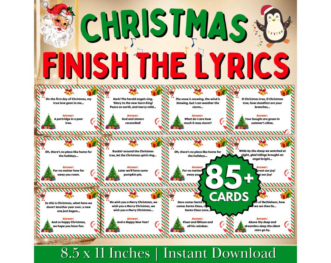Christmas Finish the Lyrics, Christmas Song Trivia Game, Finish the ...