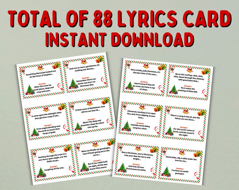 Christmas Finish the Lyrics, Christmas Song Trivia Game, Finish the ...