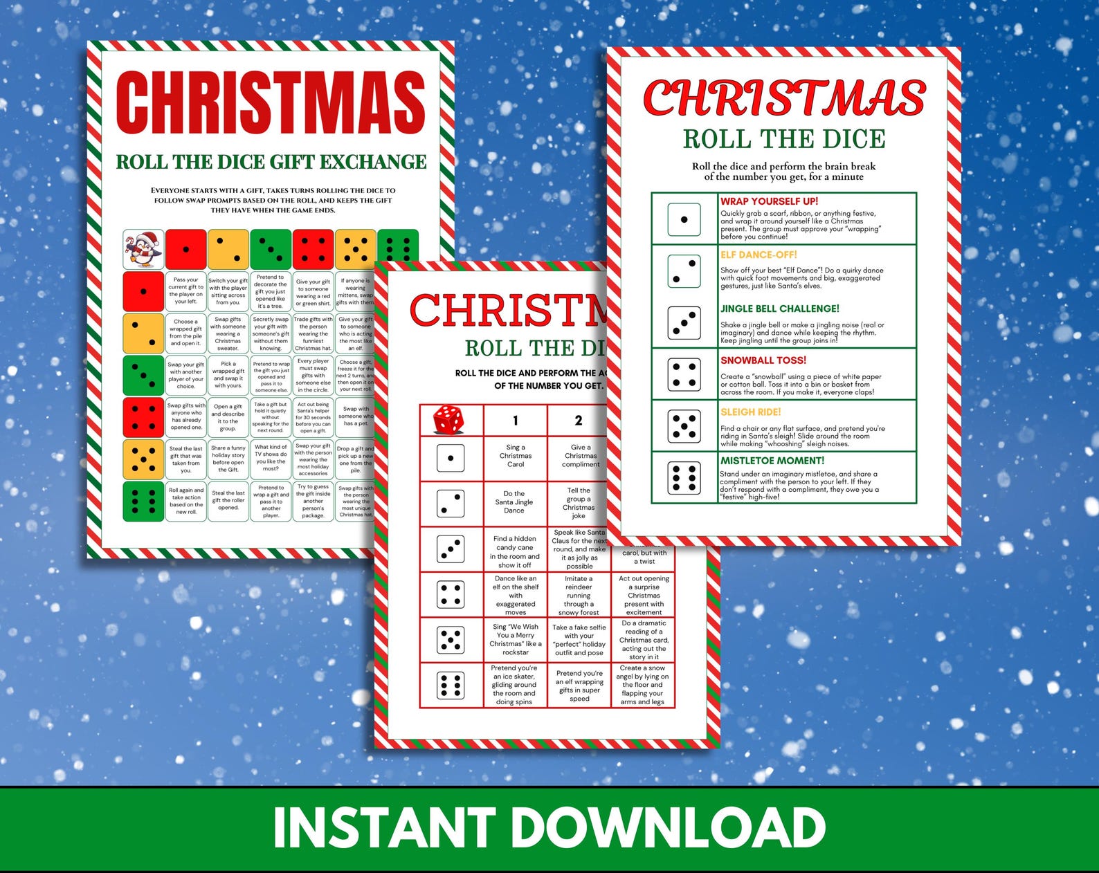 Christmas Roll A Dice Game, Christmas Gift Exchange Game, Christmas ...