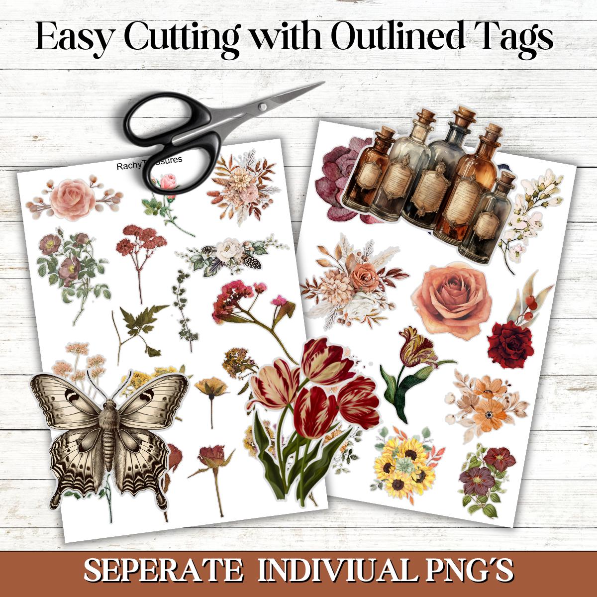 420 + Mixed Vintage Fussy Cuts Bundle, Scrapbook Supplies, Vintage Junk ...
