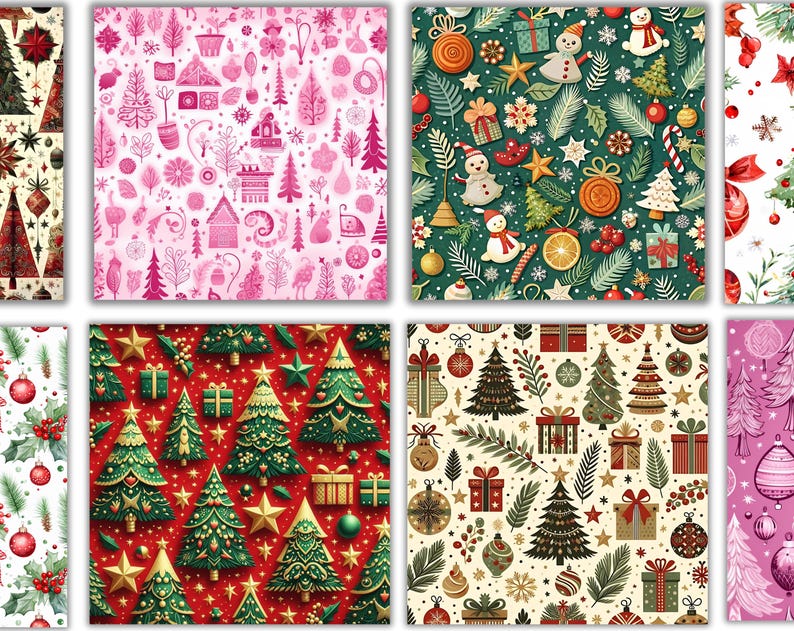 720 + Christmas Digital Paper Pack, Festive Paper, Christmas Background ...