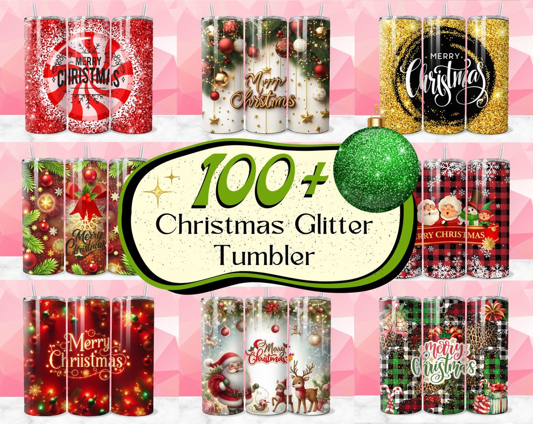 100 + Christmas Glitter Tumbler Bundle, Merry Christmas Glitter Wrap ...