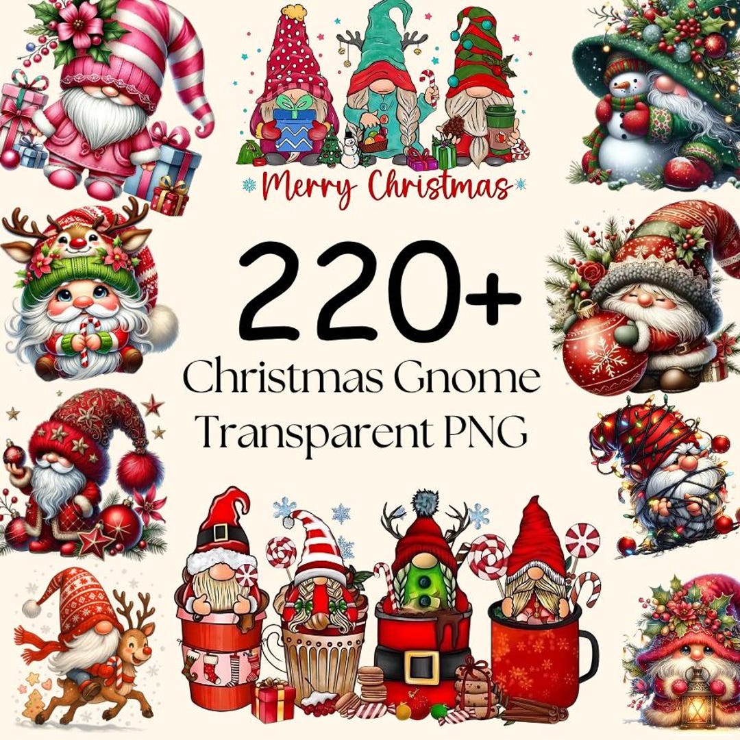 100+ Christmas Gnome Png Bundle, Christmas Gnome Clipart, Watercolor ...