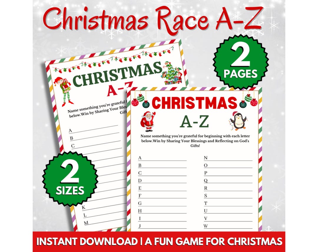 Christmas Race A-Z Game, Christmas Party Game, Christmas Race Game ...