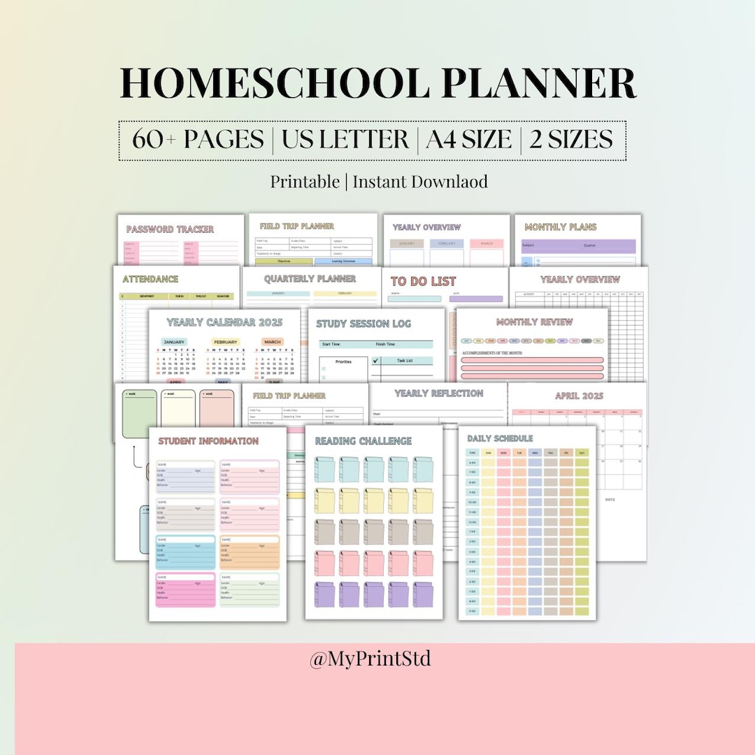 Printable Home School Planner, Student Tracker, Curriculum Planner ...