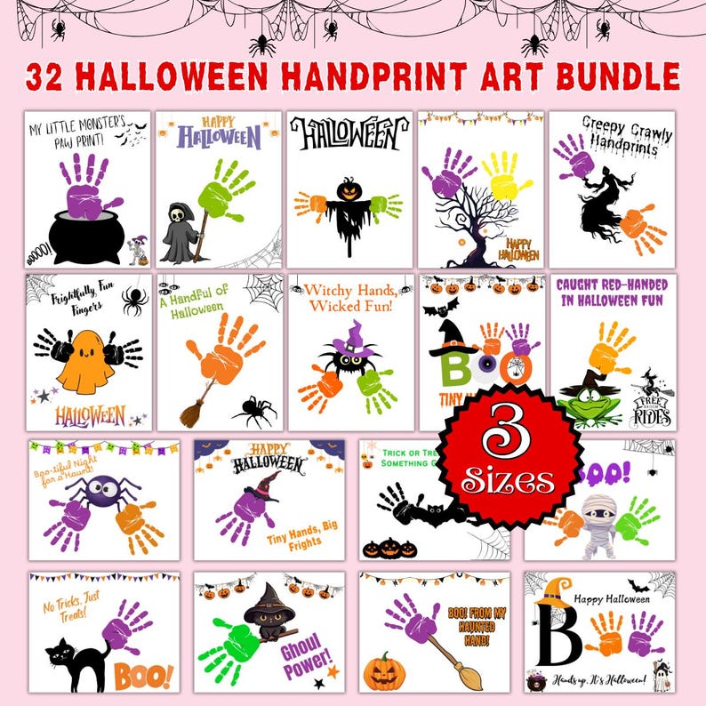 30+ Halloween Handprint Crafts Bundle, Finger Print Craft Keepsake ...