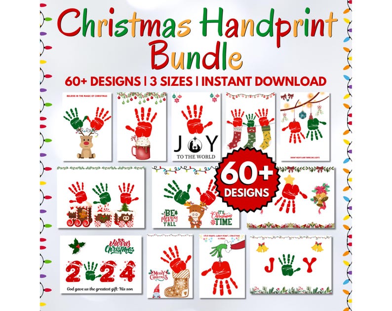 60 + Christmas Handprints Craft Bundle, Christmas Handprint Footprint ...