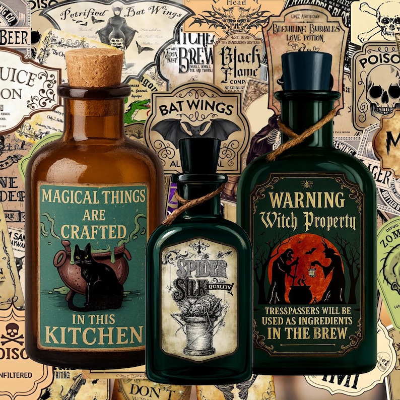 175+ Halloween Potion Labels, Printable Potion Labels, Vintage Wizard ...