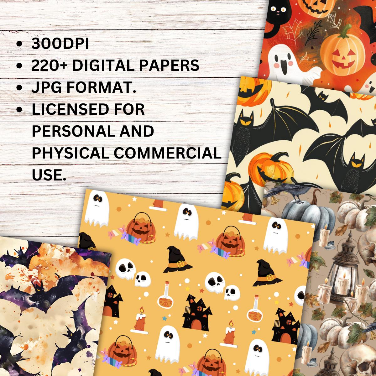 220 + Halloween Digital Paper Bundle, Printable Halloween Papers ...