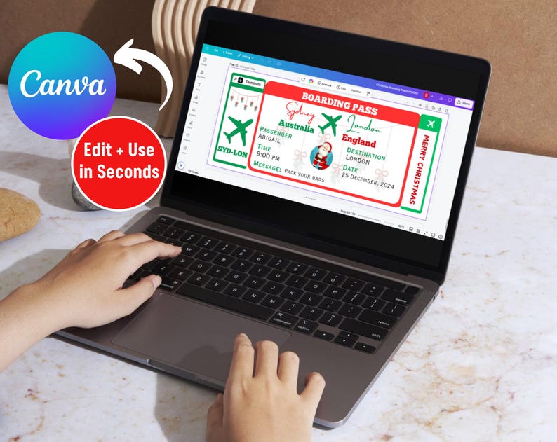Christmas Boarding Pass Template, Editable Boarding Pass, Surprise ...