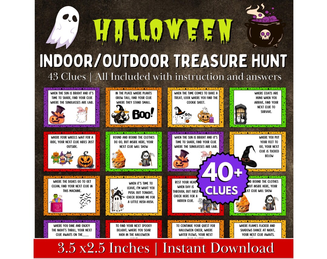 Halloween Treasure Hunt Game, Indoor Outdoor Halloween Treasure Hunt ...