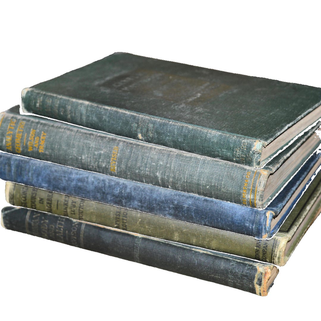 Green & Blue Cloth Textbook Prop Lot From 1900s - 5 Volumes - Math ...