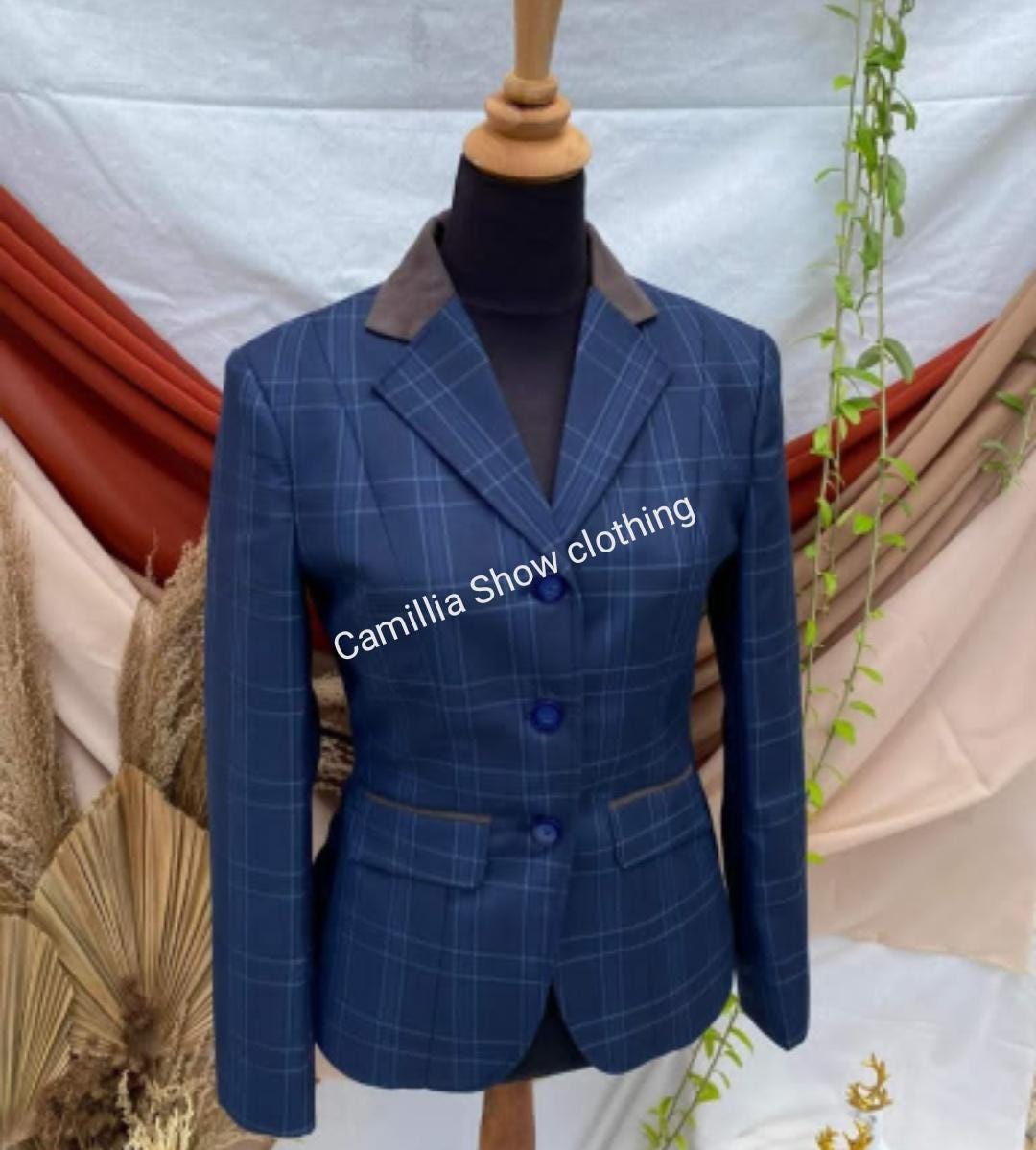 Women's Plaid Tweed Riding Jacket – Equestrian Blazer, Velvet Collar - Etsy