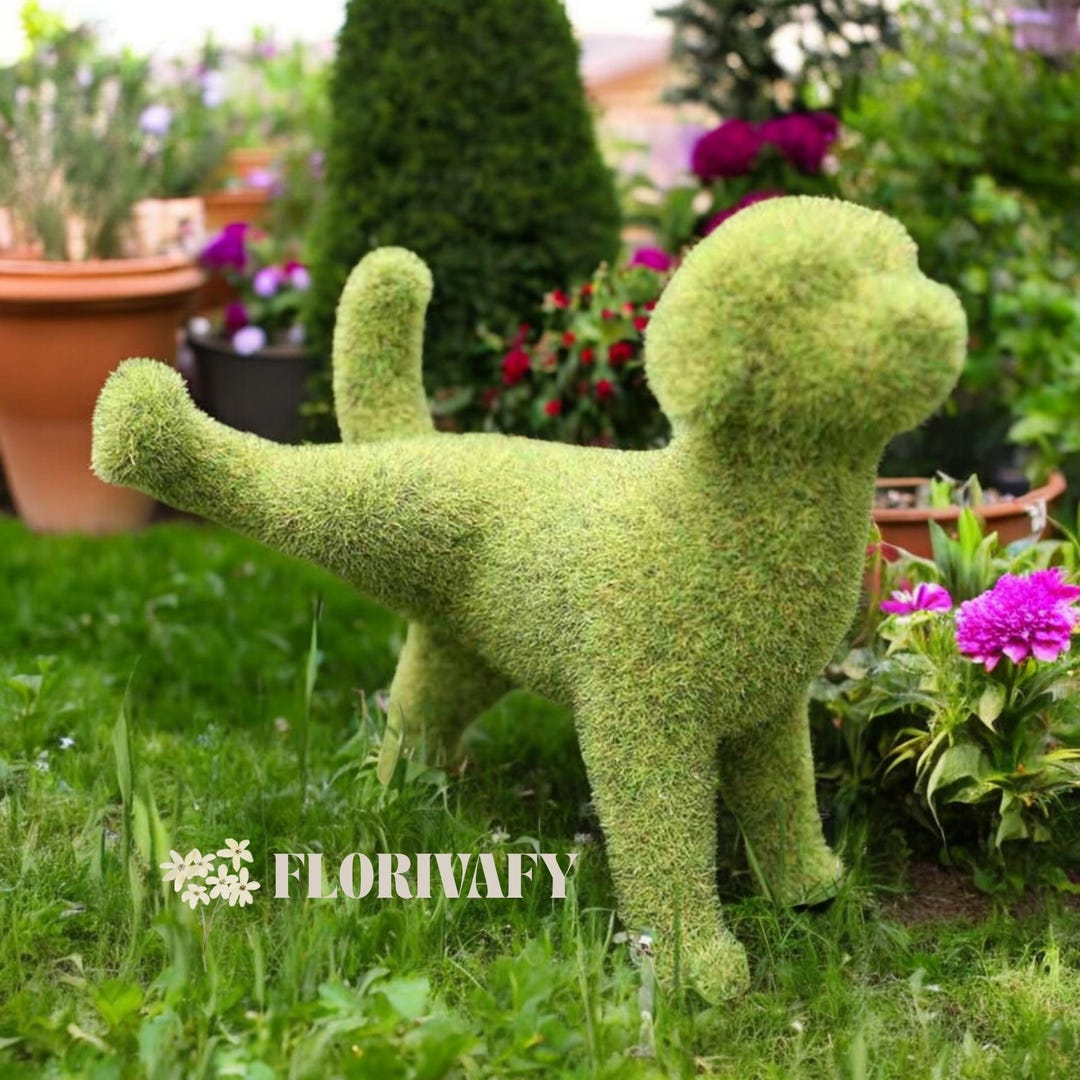 Moss Puppy Garden Statue – Artificial Grass Dog Ornament - Etsy