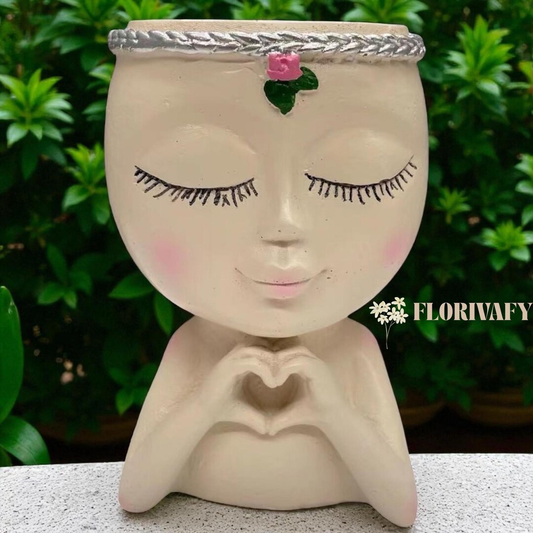 Resin Girl Flower Pot Statue – Outdoor Garden Ornament - Etsy