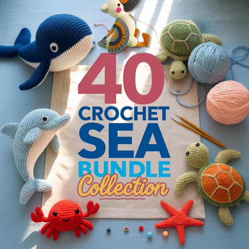40 in 1 Sea Animal Crochet Pattern Bundle, Amigurumi Ocean Creatures ...