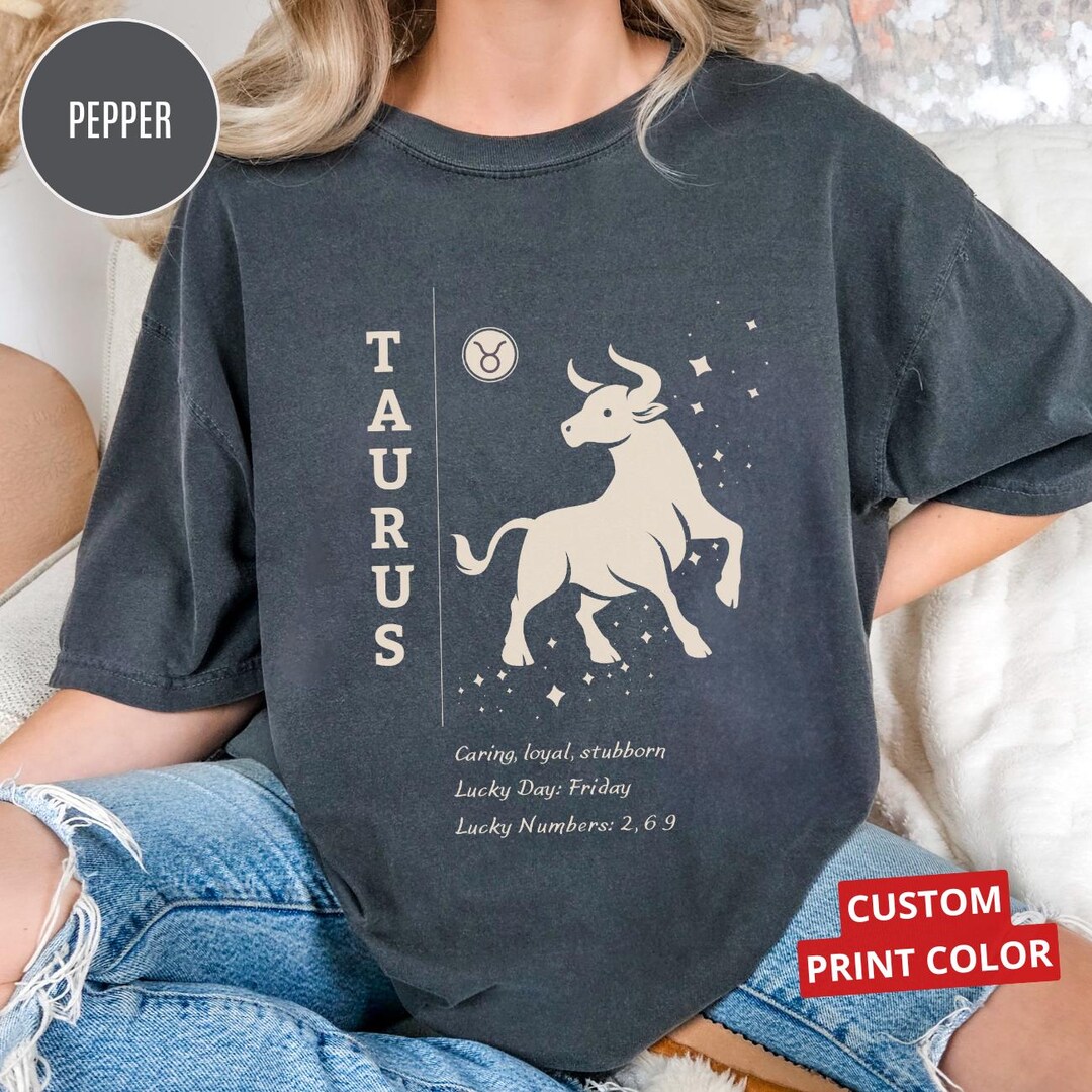 Taurus Shirt With Zodiac Sign Traits, Lucky Day & Numbers, Custom ...