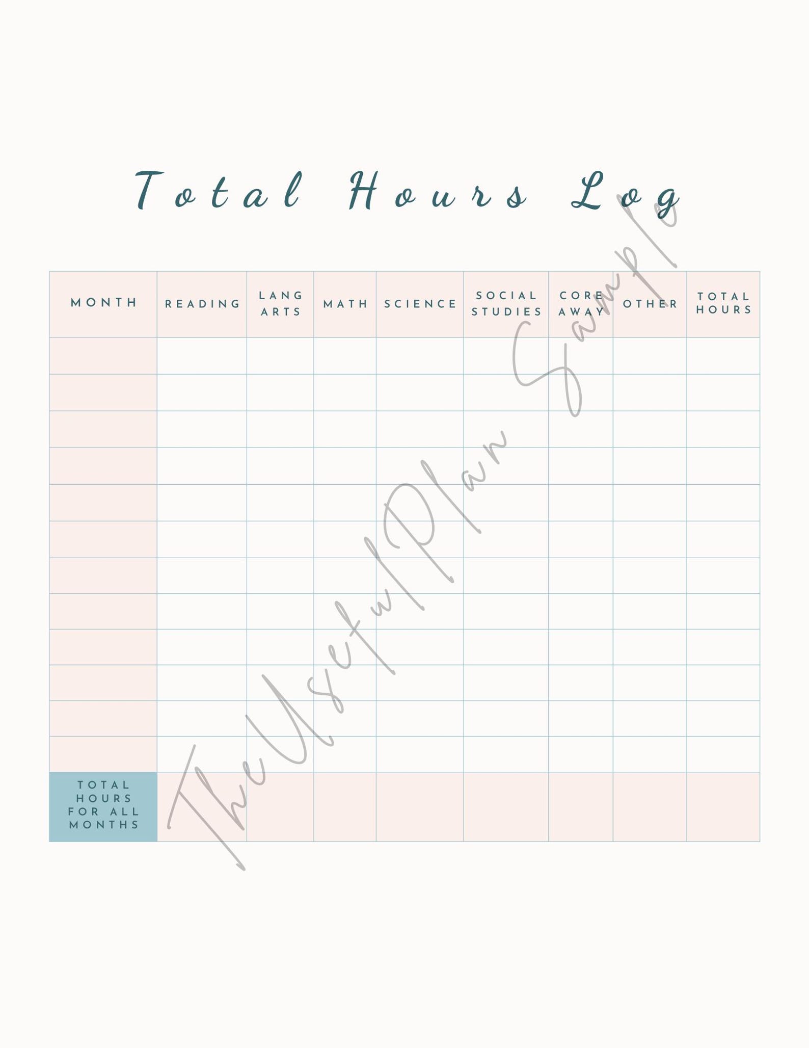 Printable Homeschool Planner: Attendance & Hours Log (PDF Download ...