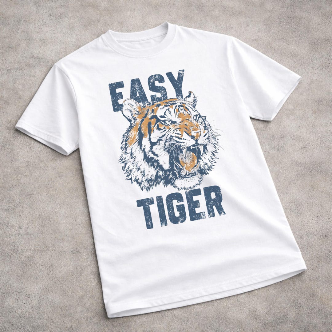 Easy Tiger Distressed Head Tee | Retro Animal Print Shirt - Etsy